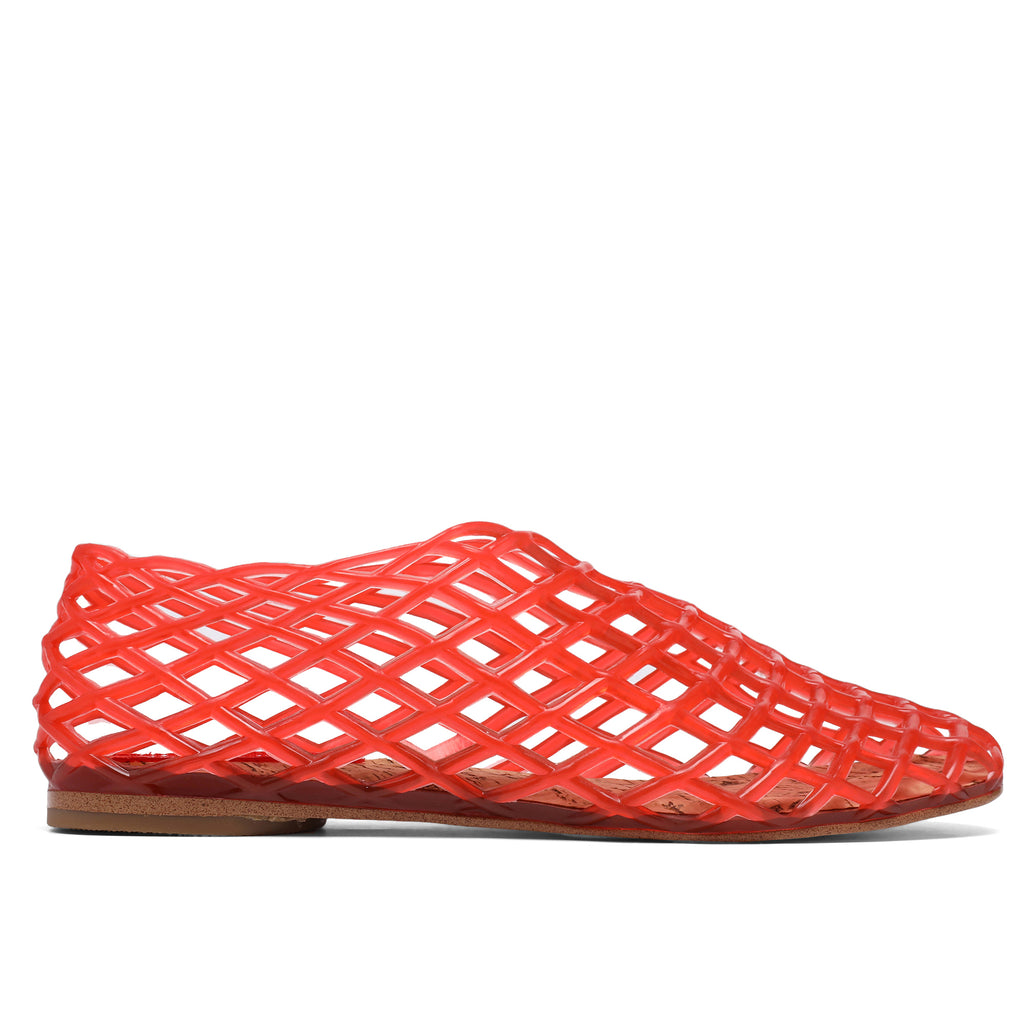 Red Jelly Mesh Ballet Flats for Women Adult Clear Hollow Jelly Sandals ...